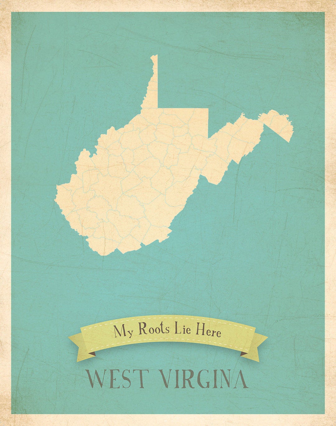 Map Artwork, Map Nursery Art, Map Poster, 11x14, Customized Print, West ...