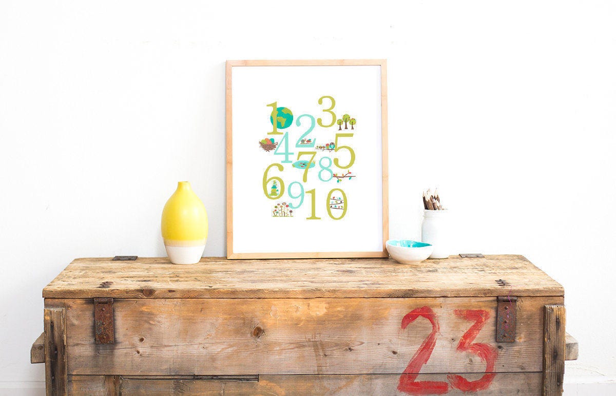 Printable Numbers Poster Digital Downloads Counting Art - Etsy