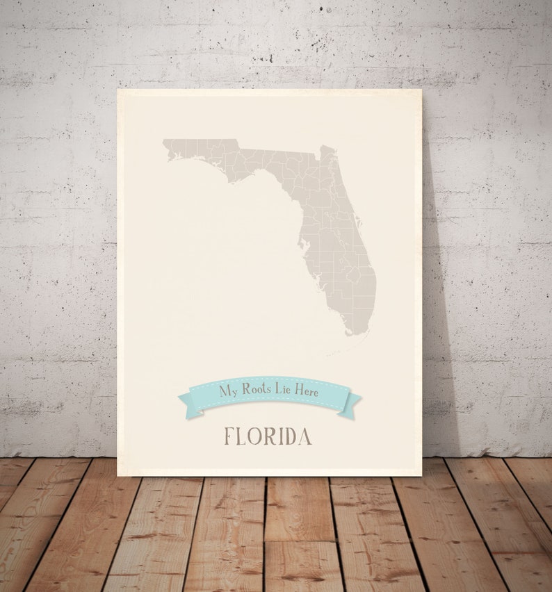 Florida State Map Poster Map Wall Art Map Artwork Map Wall - Etsy