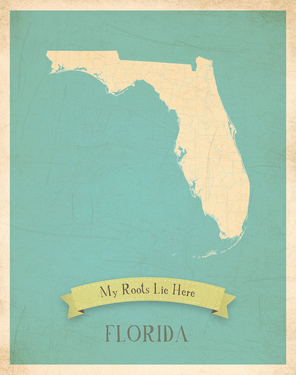 Florida State Map Poster, Map Wall Art, Map Artwork, Map Wall Decor ...