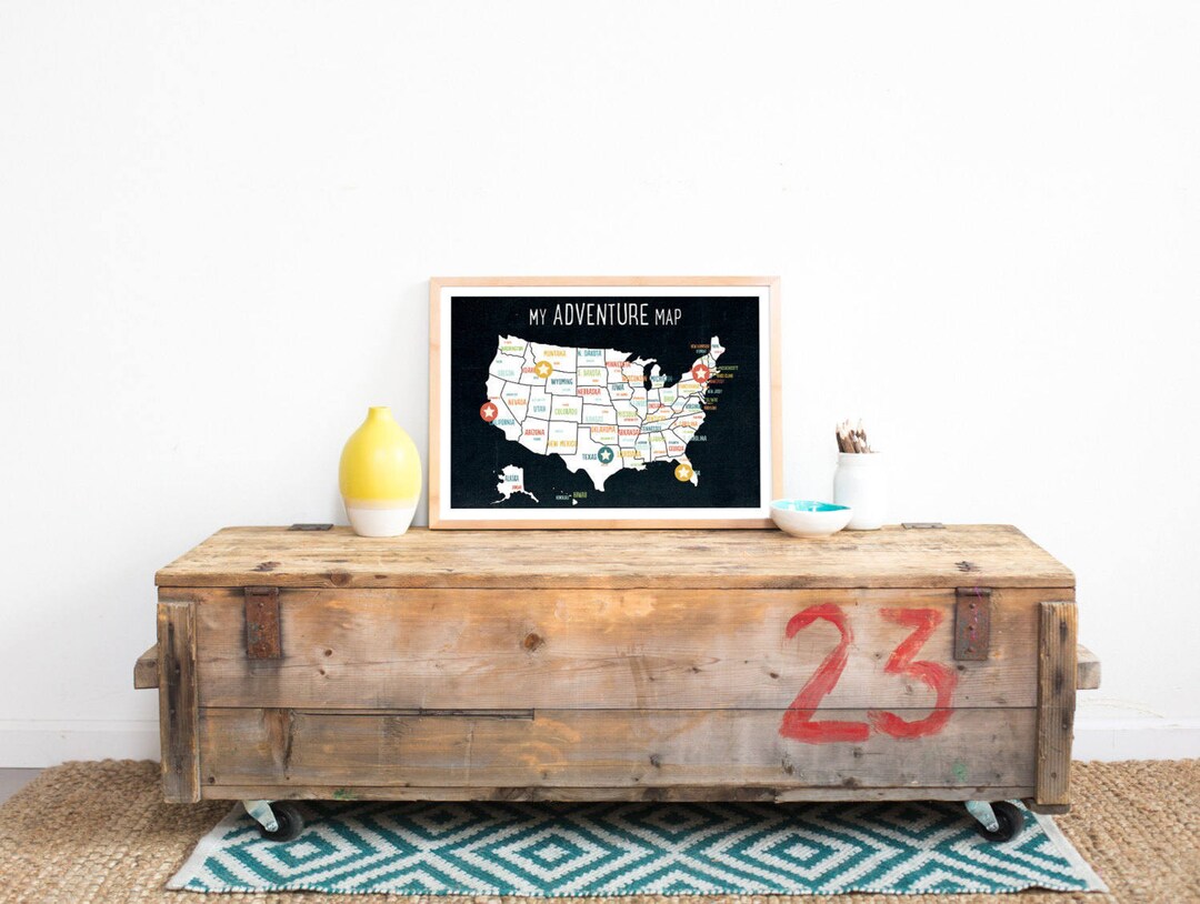 USA Adventure Map Wall Art Print, Personalized Travel Map, 18x12, Black ...