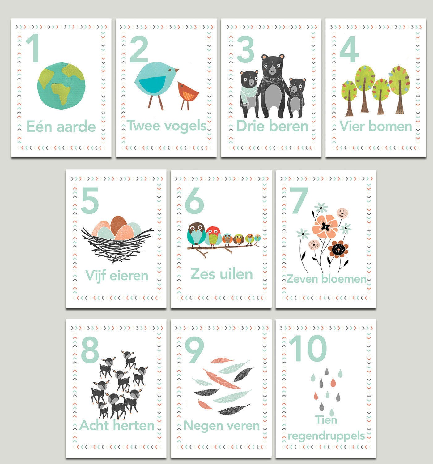Dutch Number Counting Cards, Our World 5x7 Wall Cards, Woodland Nursery ...