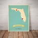 Florida State Map Poster, Map Wall Art, Map Artwork, Map Wall Decor ...