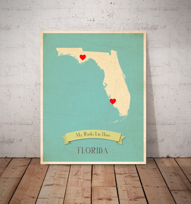 Florida State Map Poster, Map Wall Art, Map Artwork, Map Wall Decor ...