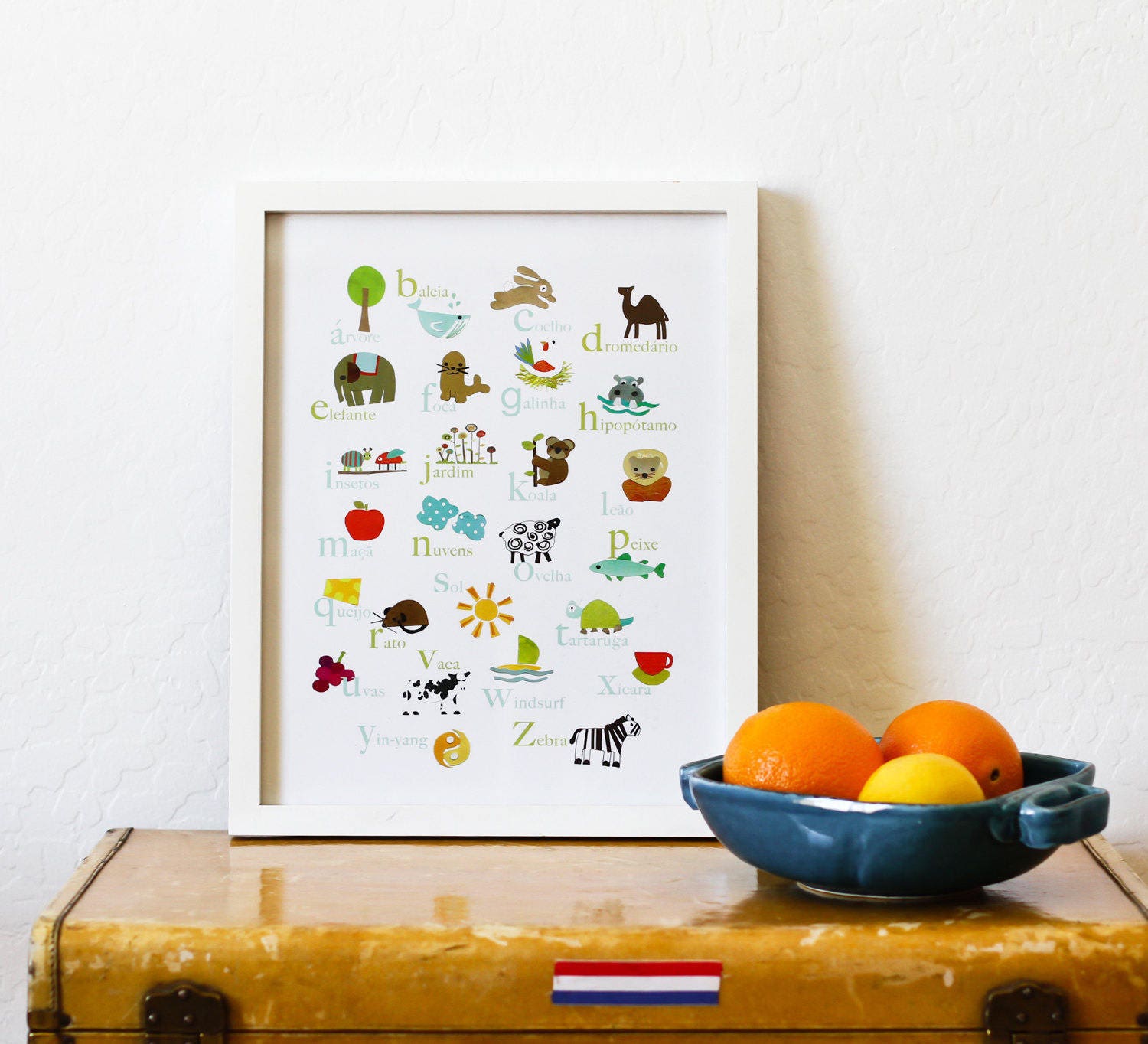 Portuguese Alphabet Print 11x14 Nursery Wall Art, Nature Themed, Kid's ...