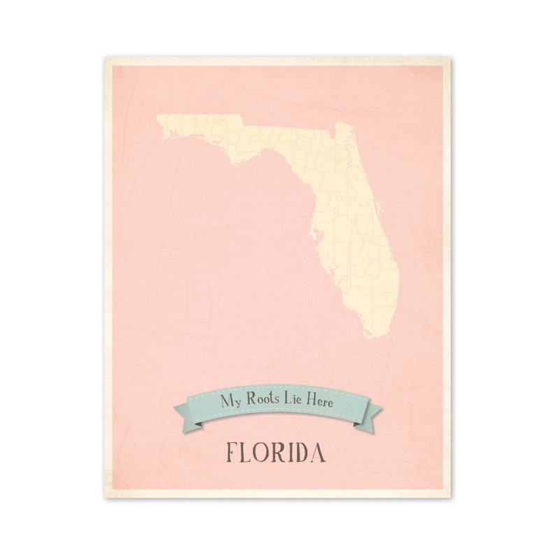 Florida State Map Poster Map Wall Art Map Artwork Map Wall - Etsy