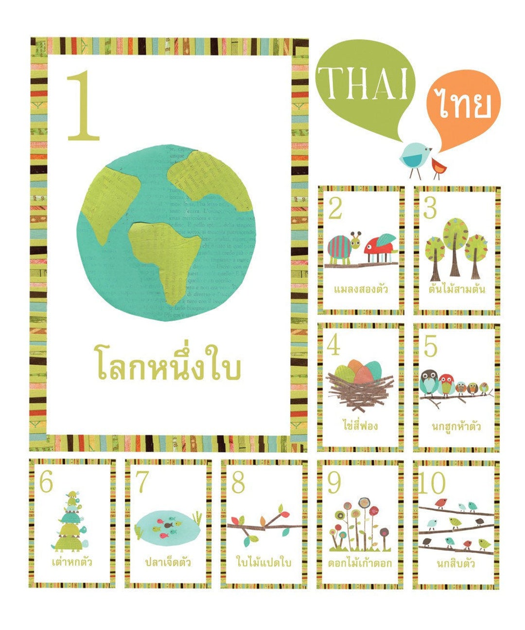 Thai Number Wall Cards, Thai Number Flash Cards, Thai Nursery Decor ...