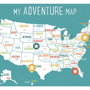 USA Adventure Map Wall Art Print, Personalized Travel Map, 18x12, Black ...