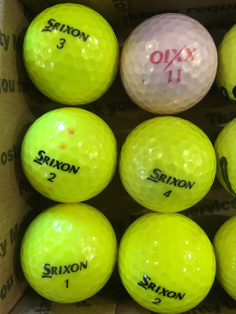 USED Srixon, Slazenger, Nike + GOLF Balls - 13 Yellow, 1 Pink and 1 ...