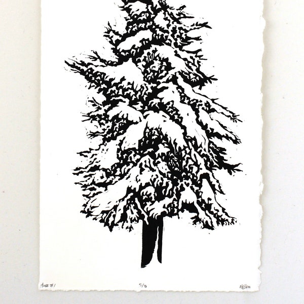 Trees Linocut - Etsy UK