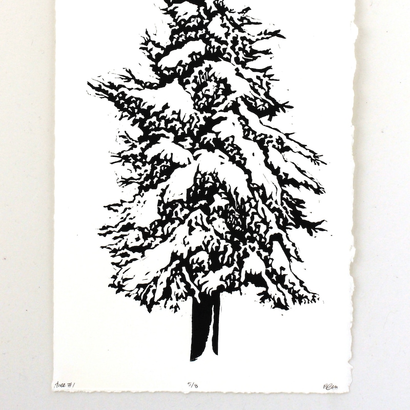 Trees Linocut - Etsy UK
