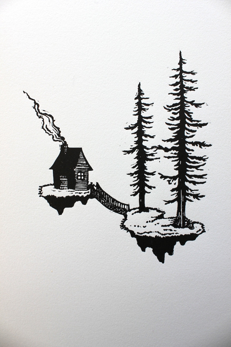 Cabin - Linocut - Printmaking - Art Print - Etsy