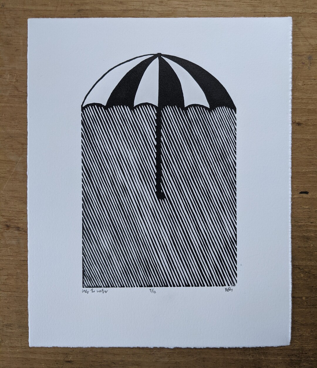 Umbrella - Linocut - Printmaking - Block Print - Etsy
