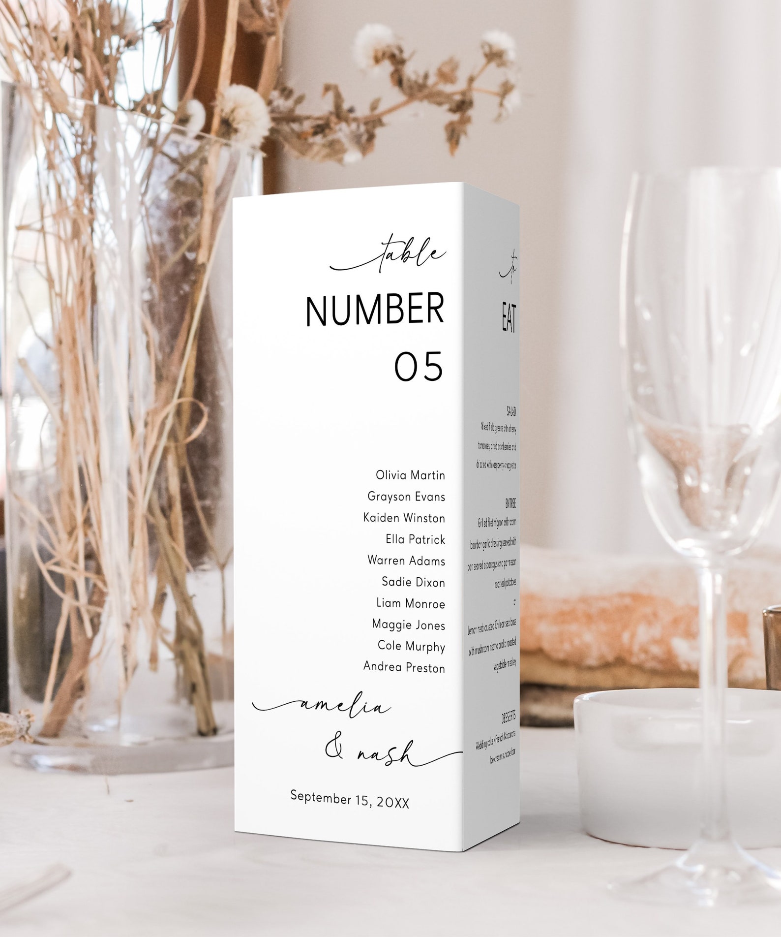 Minimalist Wedding Tri-fold Template, Modern Tri-fold Table Menu, Tri ...