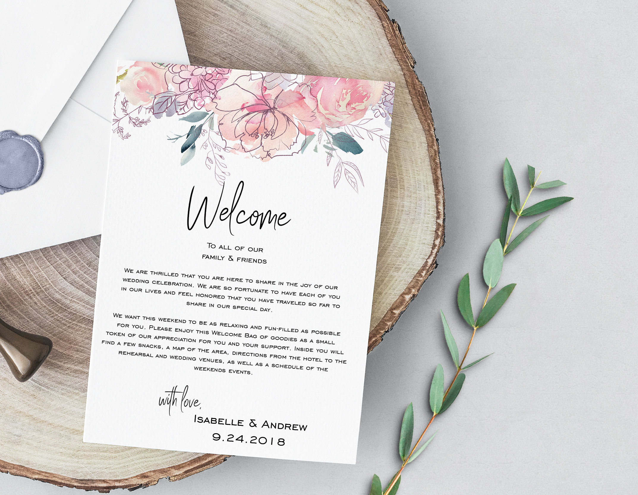 Wedding Welcome Card Template Wedding Welcome Card Template