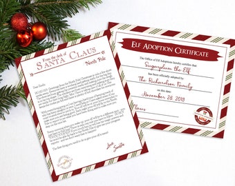 Elf Adoption Certificate Christmas Printable Kids Christmas - Etsy