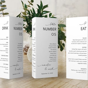 Minimalist Wedding Tri-fold Template, Modern Tri-fold Table Menu, Tri ...