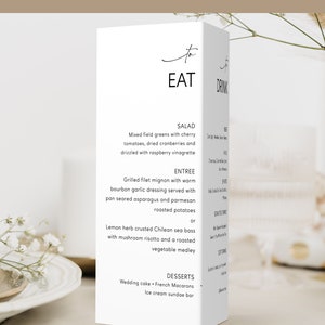 Minimalist Wedding Tri-fold Template, Modern Tri-fold Table Menu, Tri ...