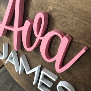 Round 12 Inch Name Sign Wooden Name Sign Nursery Sign 3D - Etsy