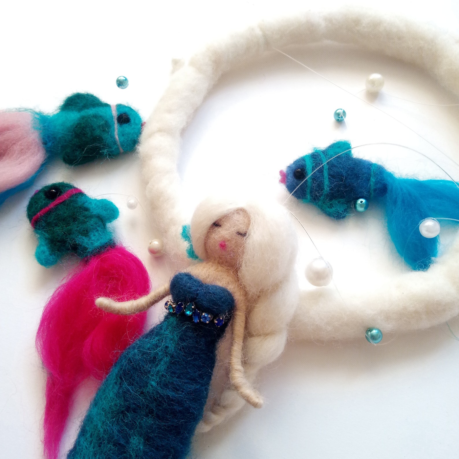 Hanging Felted Needle Mermaid Felted Mermaid Needle Felted | Etsy