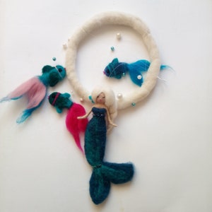 Hanging Felted Needle Mermaid, Felted Mermaid, Needle Felted Mermaid ...