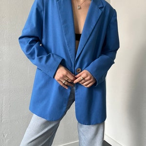 Vintage Blue Oversized Boyfriend Blazer Women's - Etsy