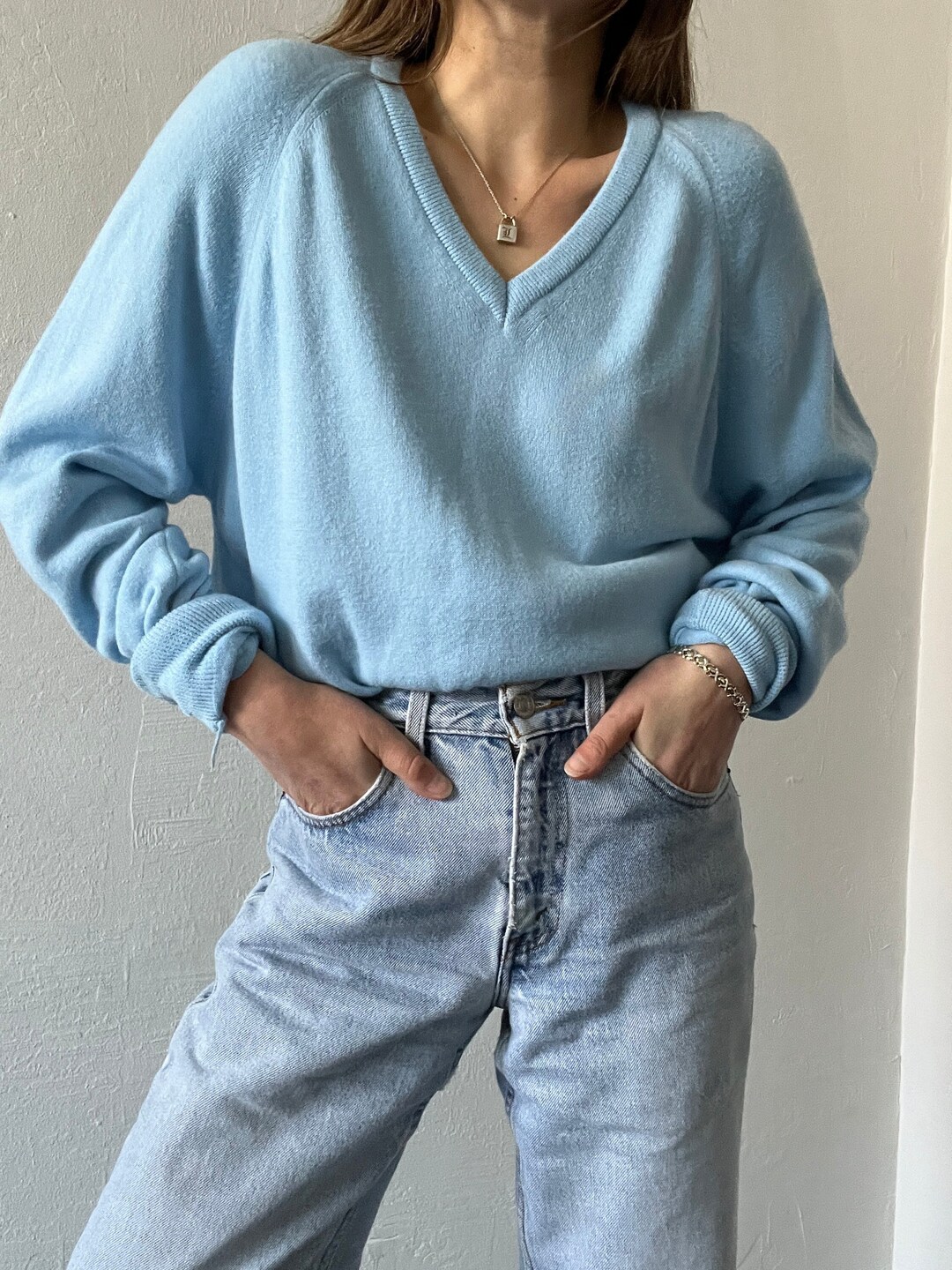 Vintage Baby Blue Orlon Acrylic Golf Sweater - Etsy