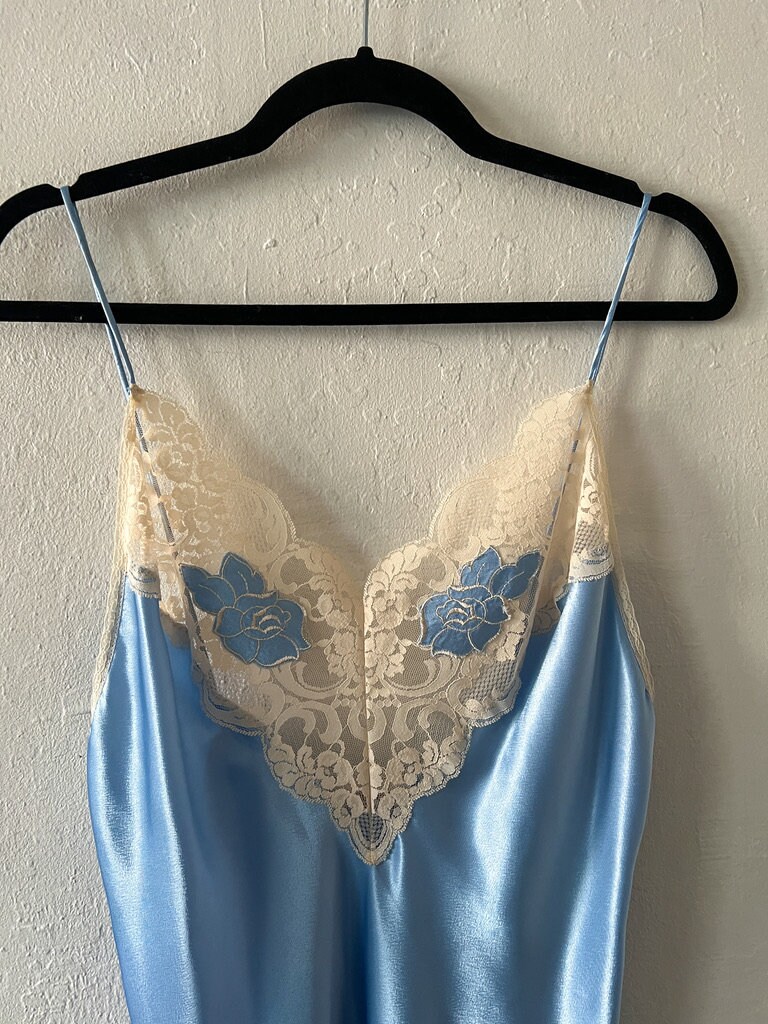 Vintage Powder Blue Lace Slip Dress - Etsy