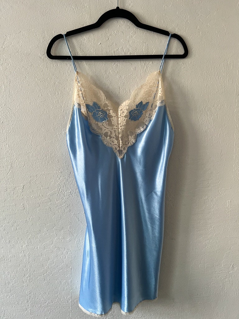 Vintage Powder Blue Lace Slip Dress - Etsy