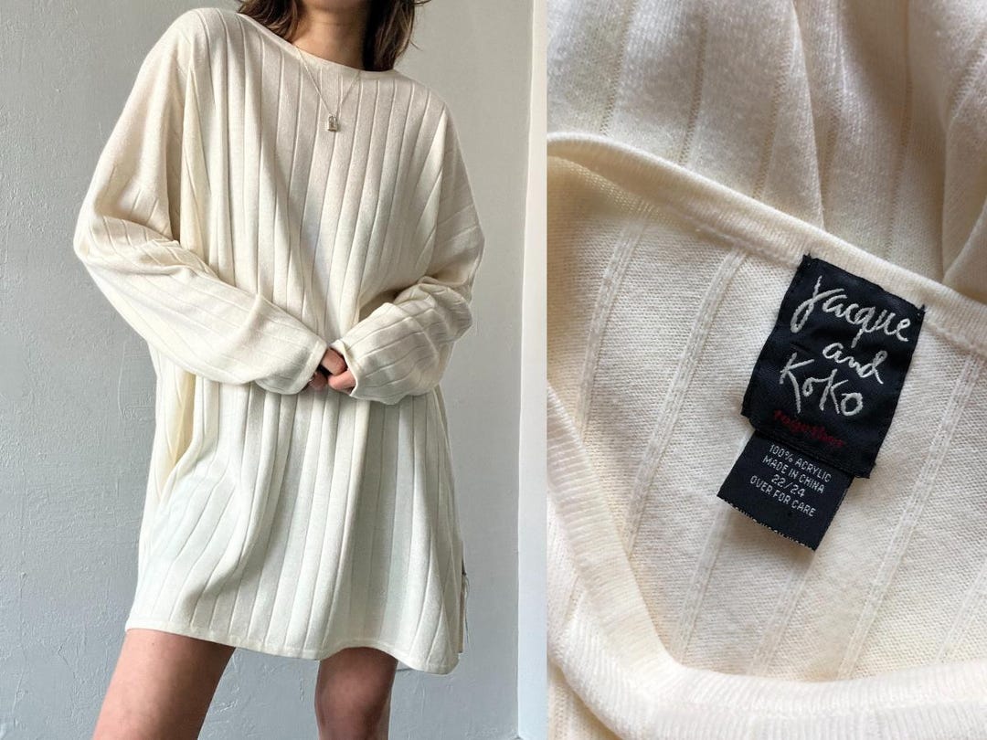 Vintage Jacque and Koko Ivory Oversized Ivory Sweater - Etsy