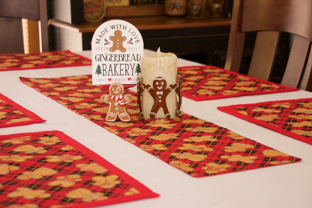 Gingerbread Man Table Runner, Christmas Table Runner, Country Christmas ...