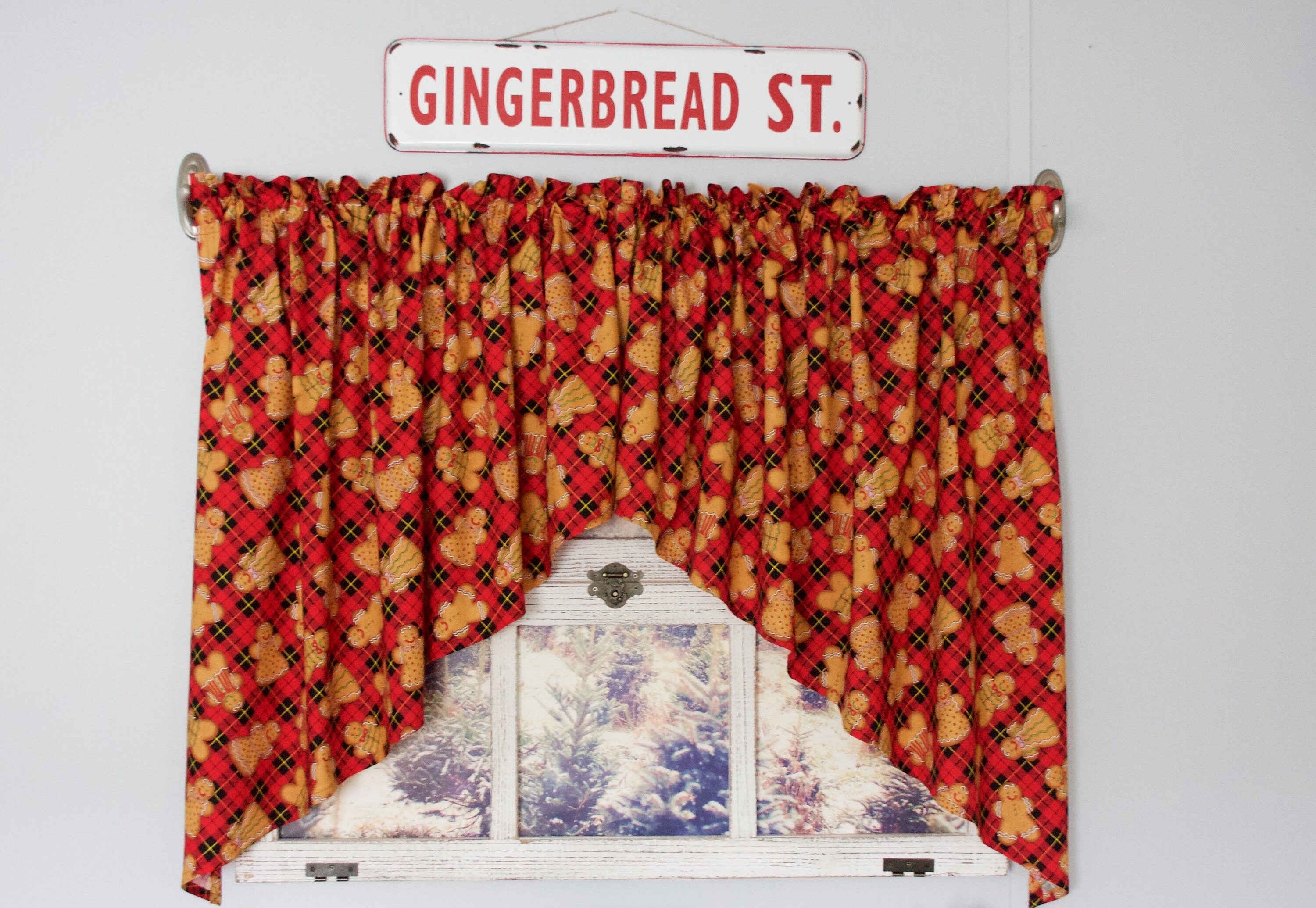 Gingerbread Man Curtains Gingerbread Man Prairie Curtains - Etsy