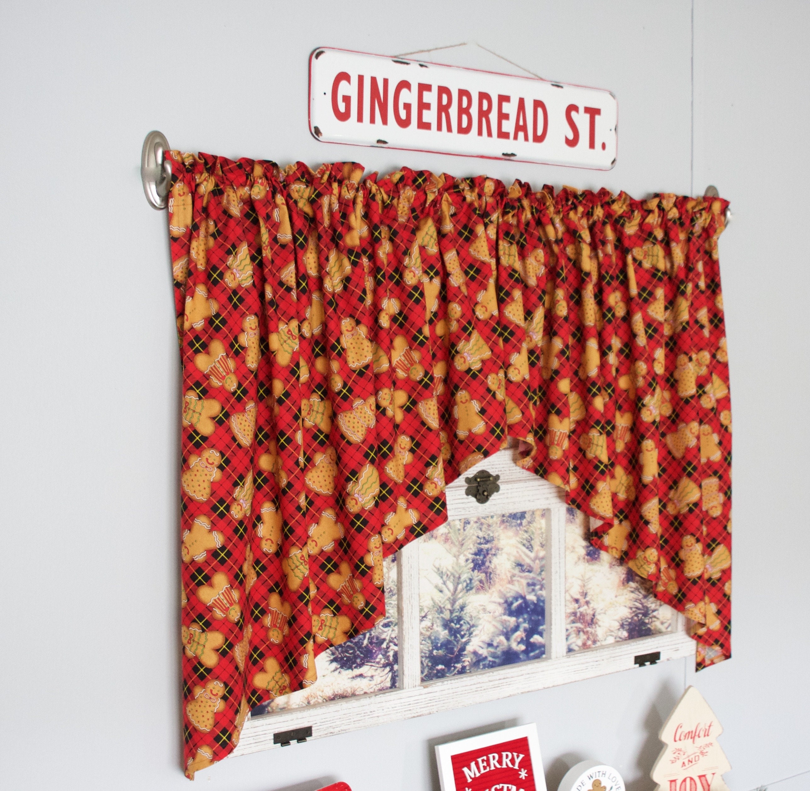 Gingerbread Man Curtains Gingerbread Man Prairie Curtains - Etsy