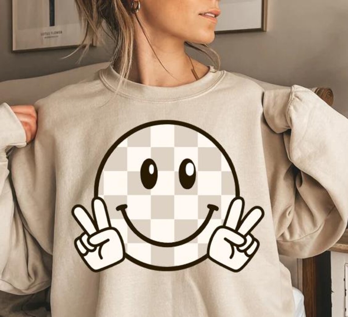 Retro Peace Sign Happy Face Digital Download - Etsy
