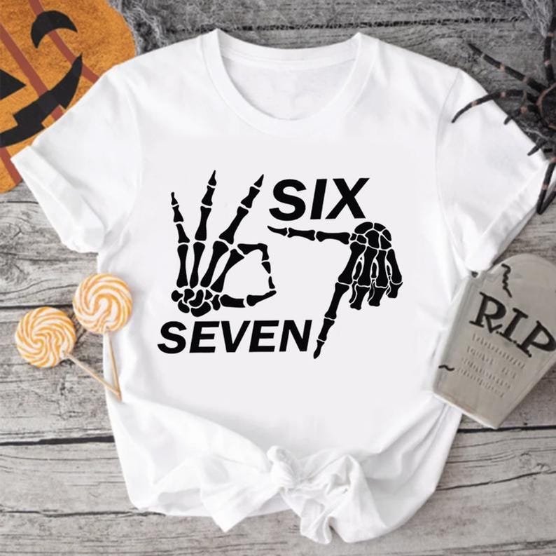 Six Seven Meme Skeleton Hands Clipart: Halloween Skull Design (digital ...