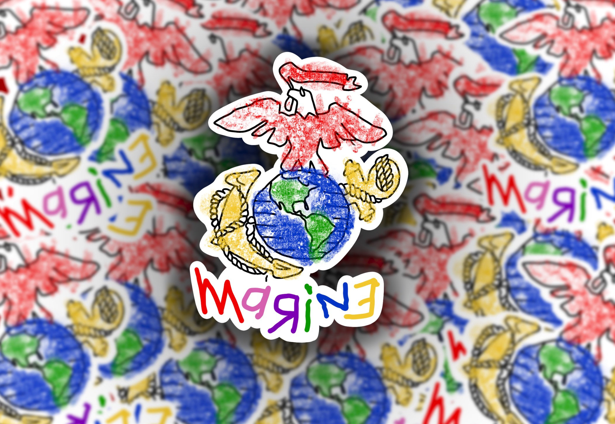 USMC Crayon Sticker | Etsy