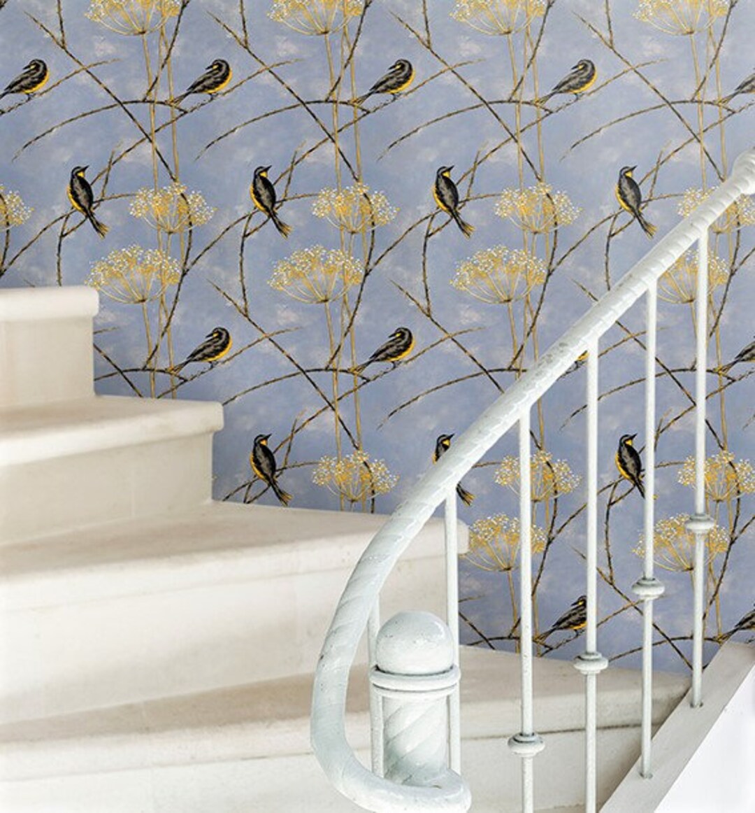 Hand Drawn Bird Wallpaper Designer Brand Botanical Eco - Etsy