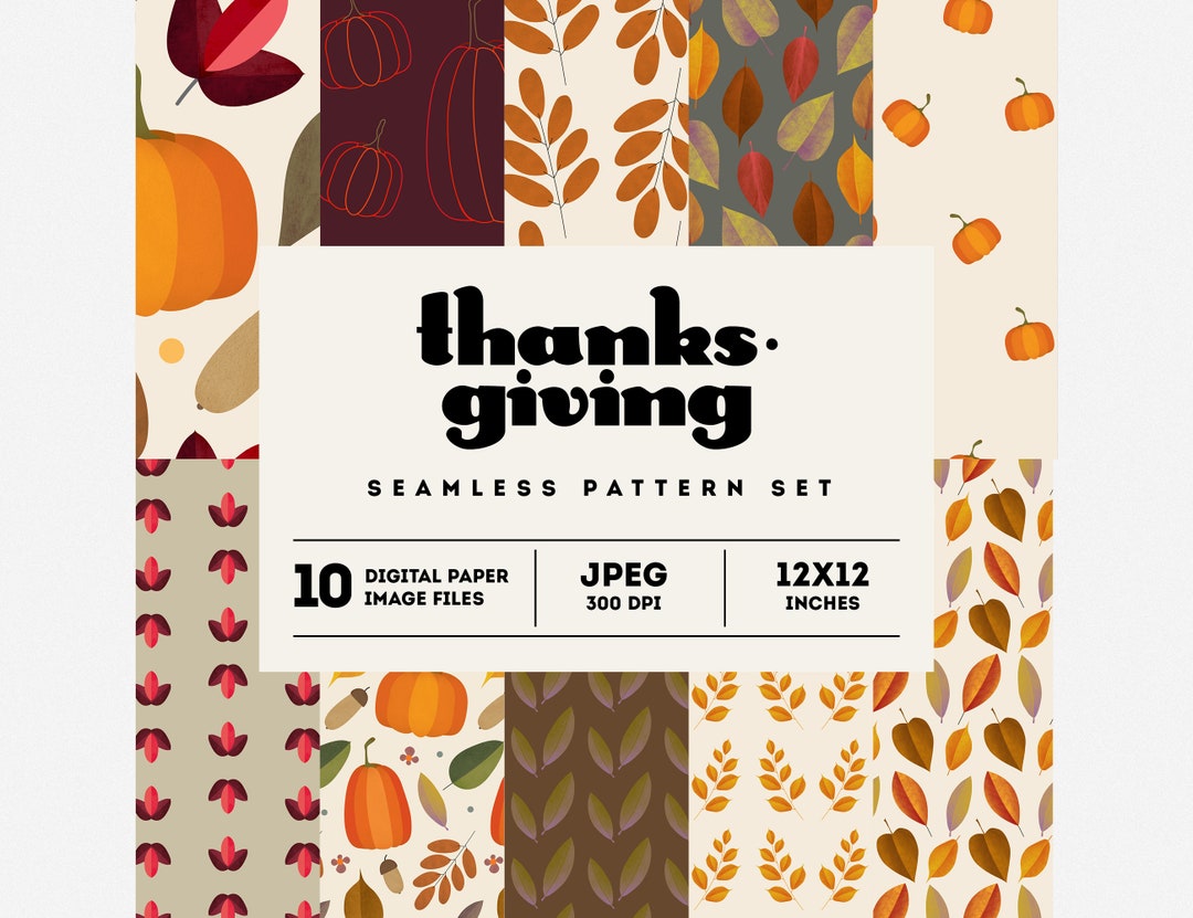 Thanksgiving Background Seamless Pattern Set. Fall Textures Digital ...