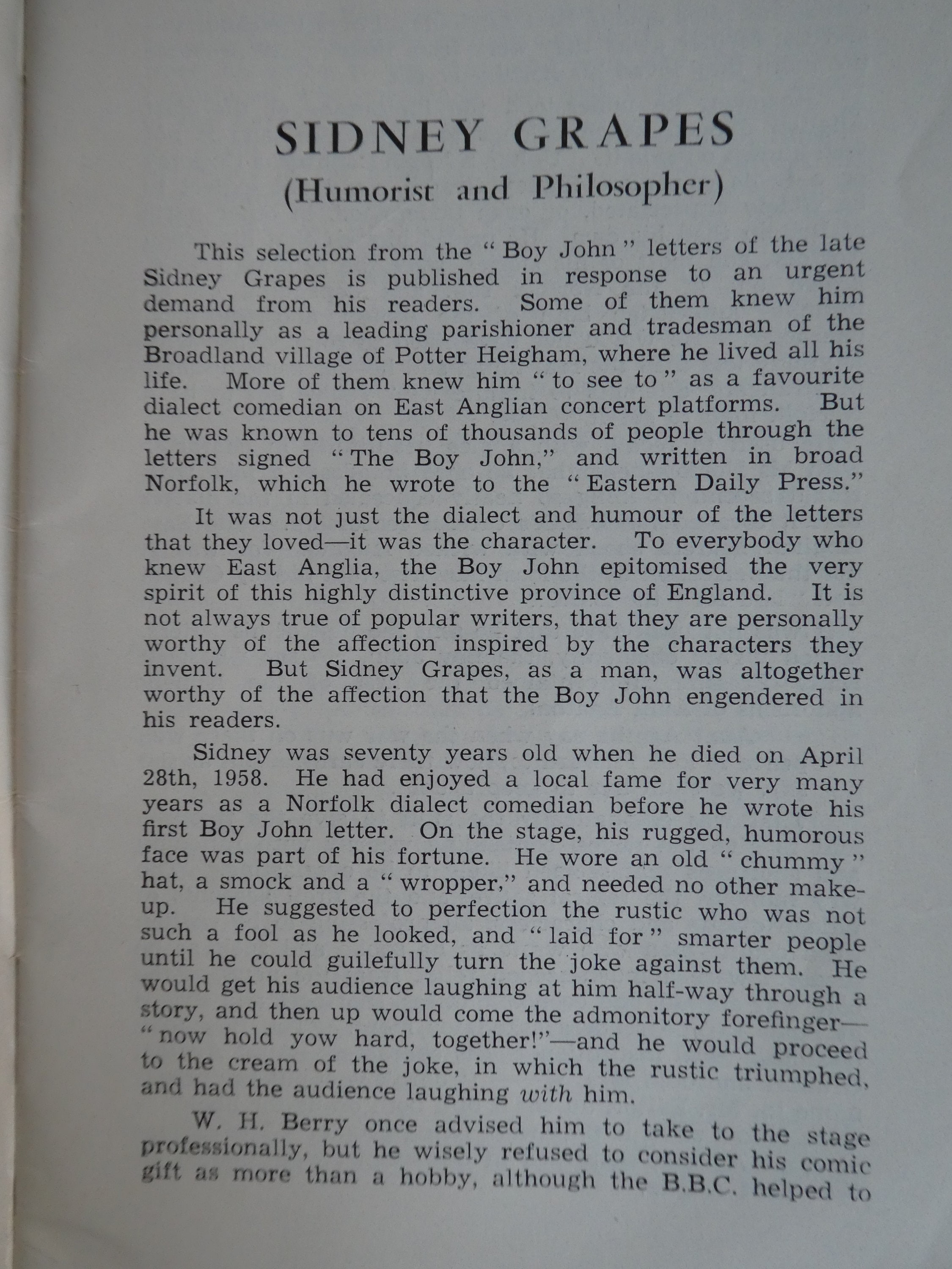 The Boy John Sidney Grapes 1950's Book Selection of Letters in the ...