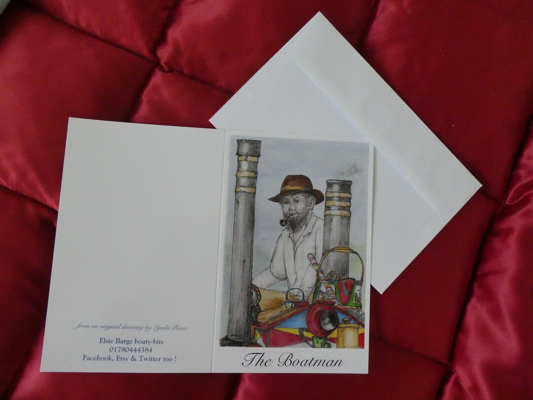 THE BOATMAN Greetings Card Unique Design Narrowboat Canal, Boat Man ...