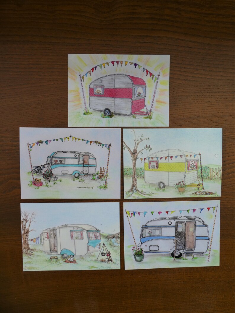 Vintage Caravan Mini Print Retro Fisher Holivan Ready - Etsy