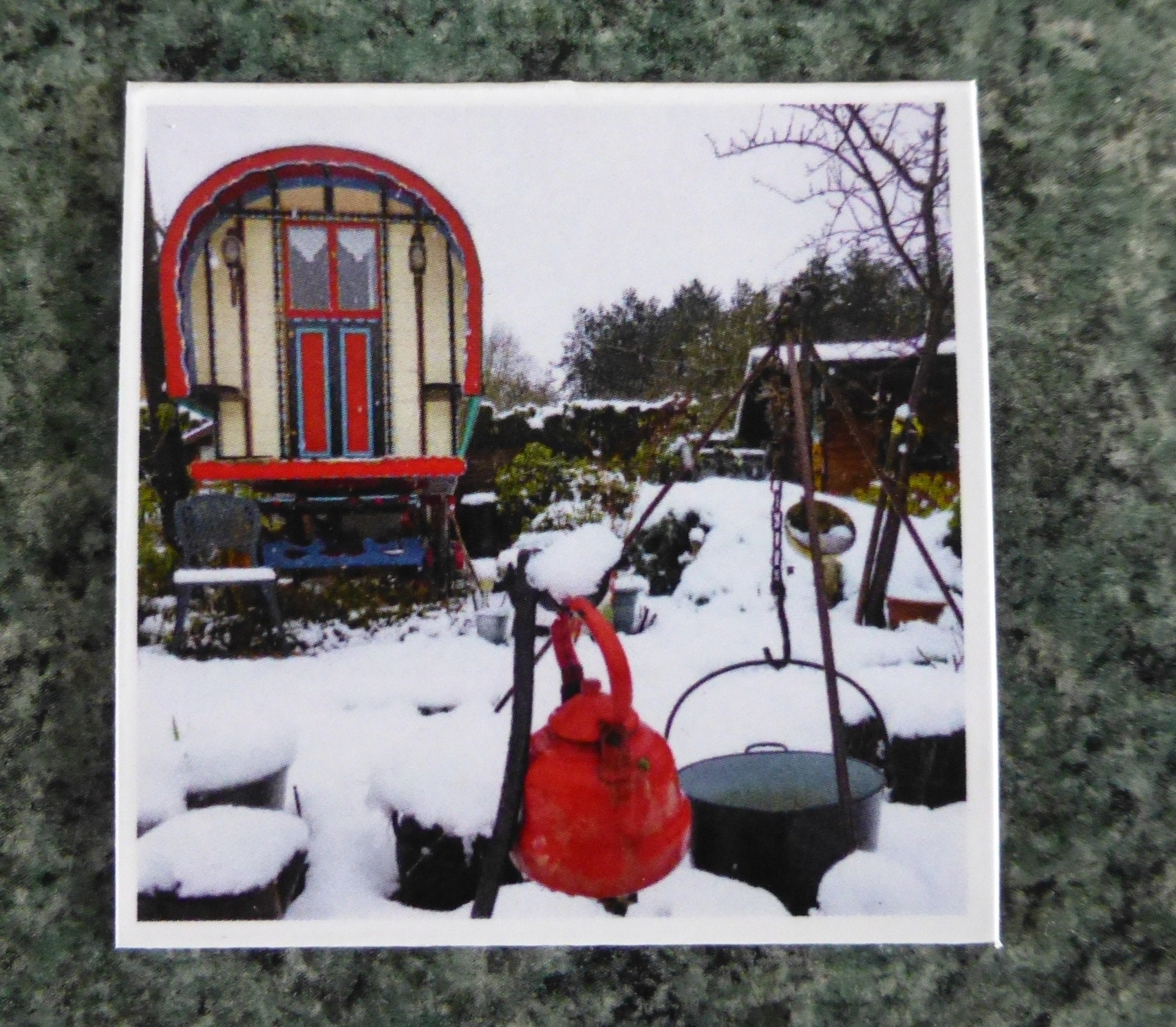 Gypsy Caravan in the Snowy Garden Fridge Magnet Romany - Etsy