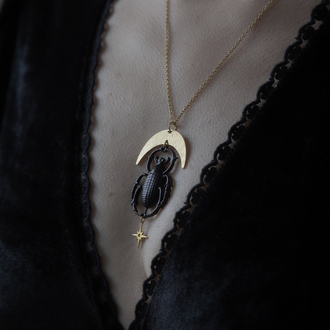 Black Scarab Pendant Necklace - Gothic Style - Etsy