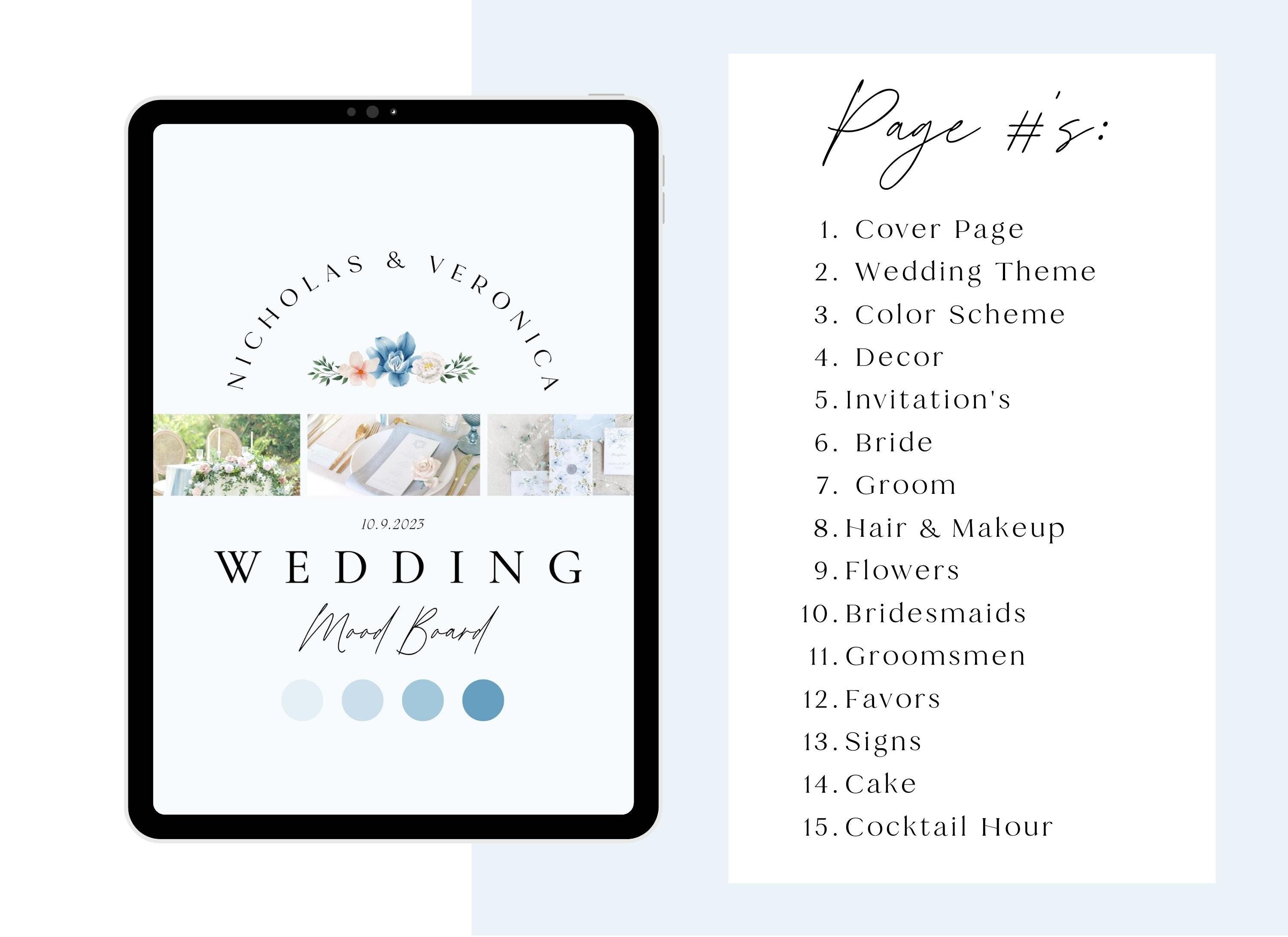 Spring Wedding Mood Board Template: Editable Canva Design (digital ...