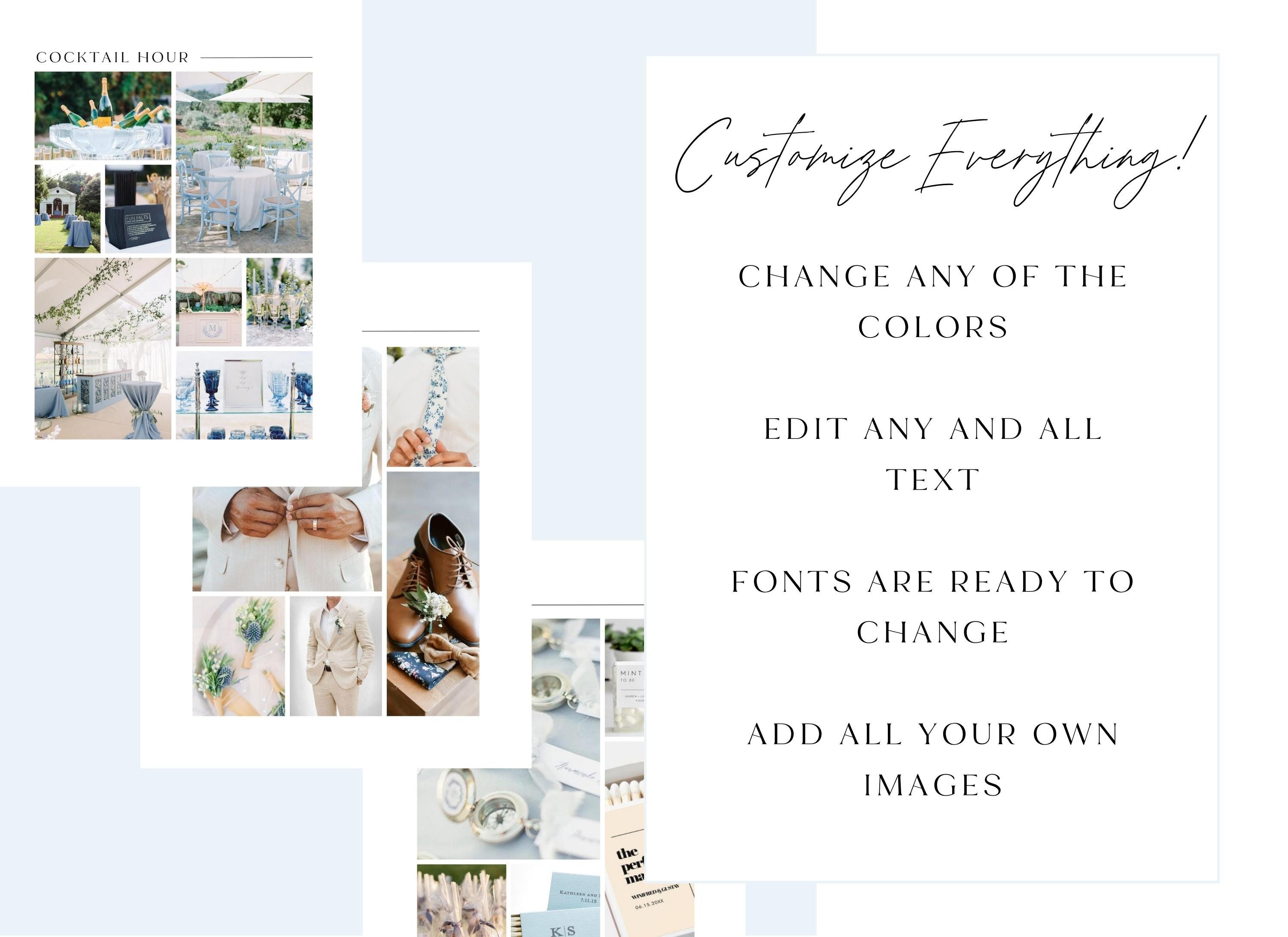 Spring Wedding Mood Board Template: Editable Canva Design (digital ...