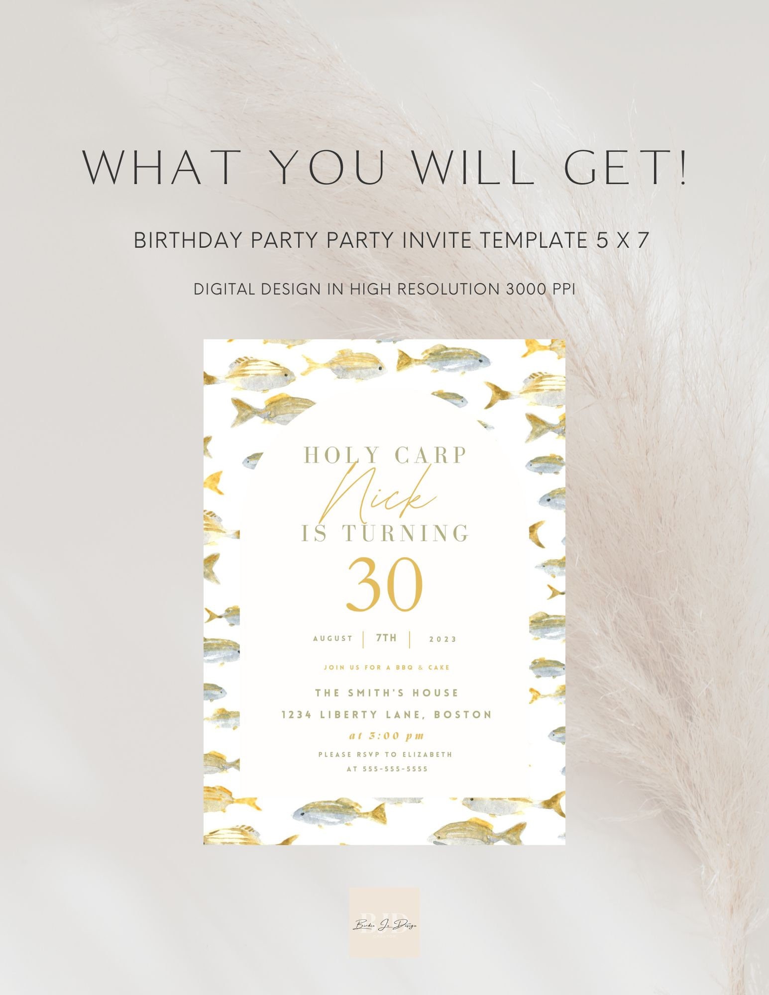 Adult Birthday Invitation, Holy Carp, the Big ONE, 30th Party, Gone ...
