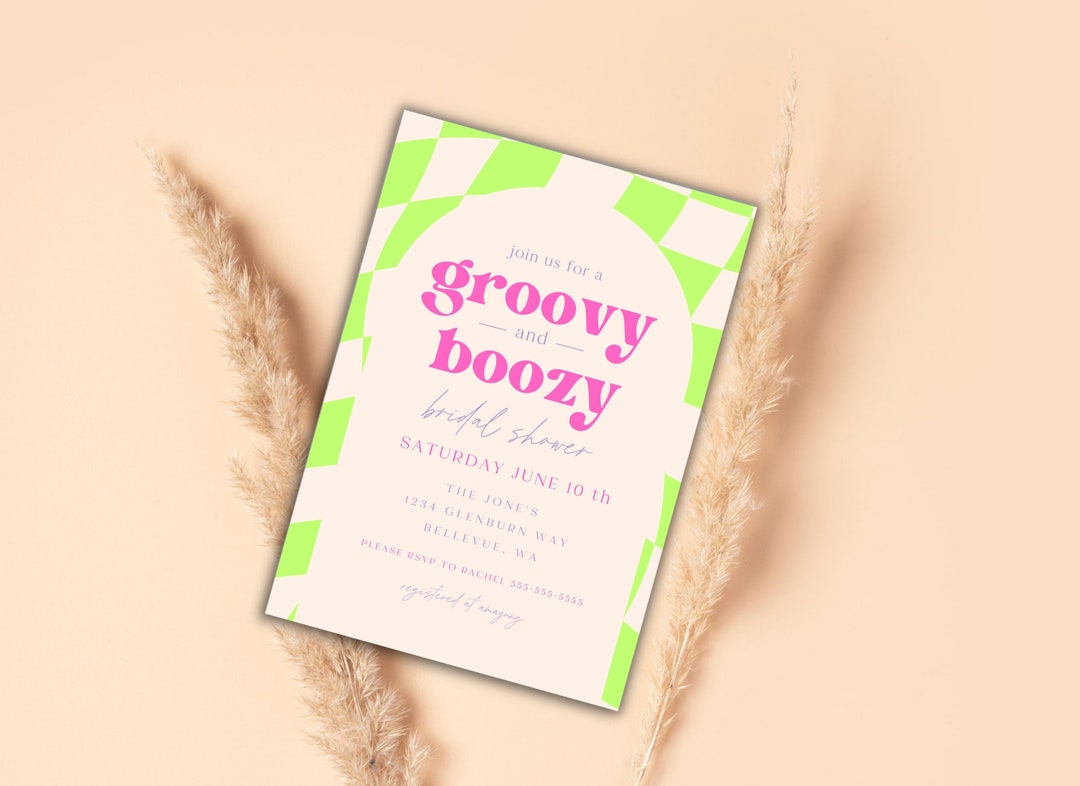Retro Groovy and Boozy Bridal Shower Invite Groovy Bridal Shower Invite ...