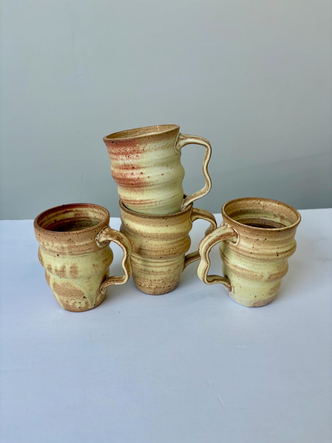 Set of 4 Yellow Salt Swirl Mugs - Etsy
