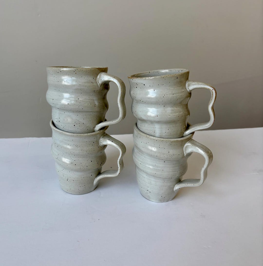 Set of 4 White Swirl Mugs - Etsy
