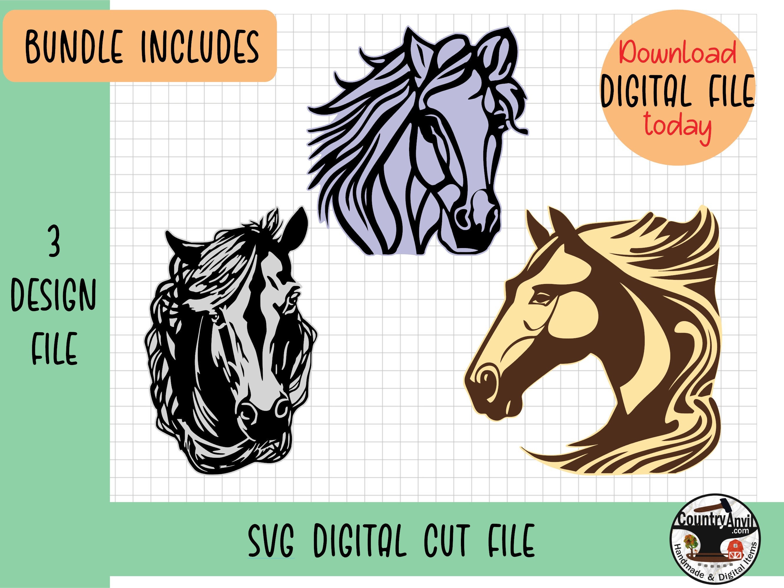 Horse Head SVG Instant Download Cut File for Cricut, Silhouette, and ...
